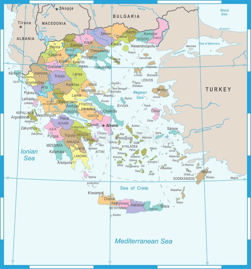 Greece Map - Detailed Vector Illustration Stock Illustration ...