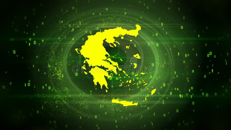 Greece Map on Digital Background Stock Illustration - Illustration of ...
