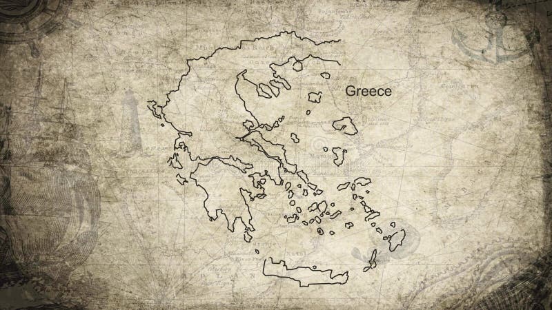 Greece Map Drawn on a Cartography Background Sheet of Paper Stock Video ...