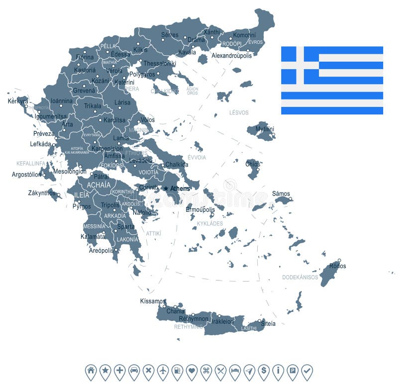 Greece - Map and Flag Illustration Stock Illustration - Illustration of ...