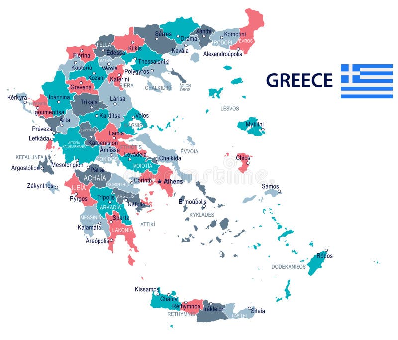 Greece - Map and Flag Illustration Stock Illustration - Illustration of ...