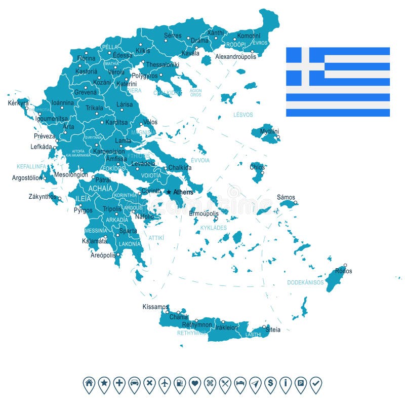 Greece - Map and Flag Illustration Stock Illustration - Illustration of ...