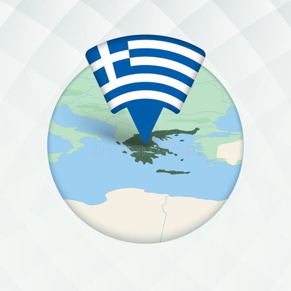 Greece Map Highlighted with Flag Marker Stock Vector - Illustration of ...