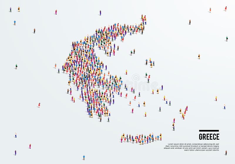 Greece Map. Large Group of People Form To Create a Shape of Greece Map ...