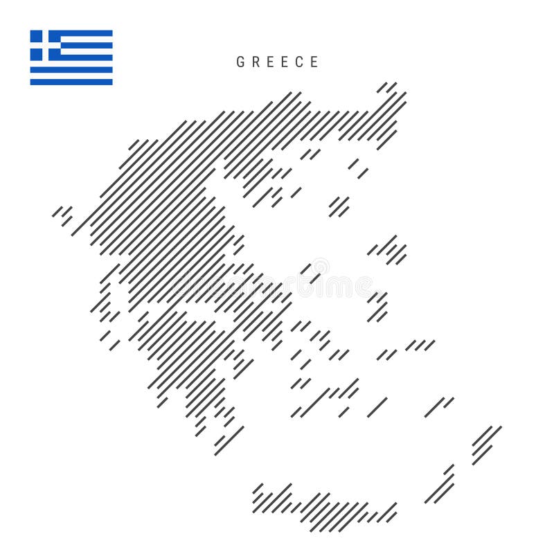 Greece Map from Pattern of Black Slanted Parallel Lines. Flat Vector ...