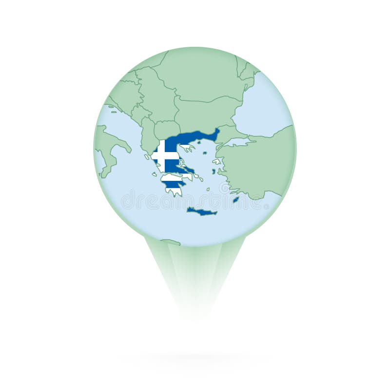 Greece Map, Stylish Location Icon with Greece Map and Flag Stock Vector ...