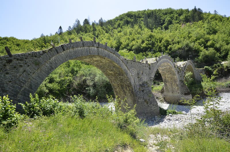 Greece, Medieval Stone Bridge Plakidas Stock Image - Image of historic ...