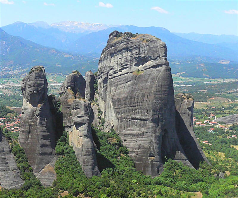 Greece Meteora. Operating Monasteries. Stock Photo - Image of distant ...
