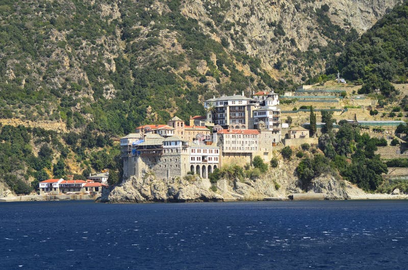 Greece, Mount Athos stock image. Image of grigoriou, landmark - 65721611