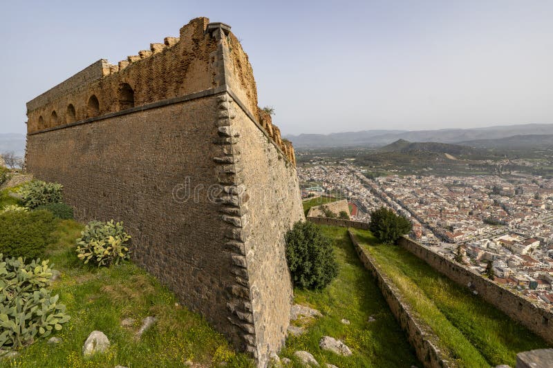 Glimpse of the Suggestive Palamidi Fortress in Nafplio Stock Photo ...