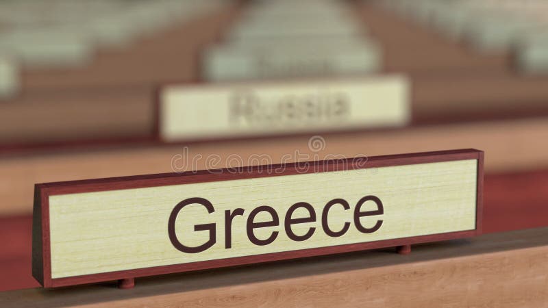 Greece Name Sign among Different Countries Plaques at International ...