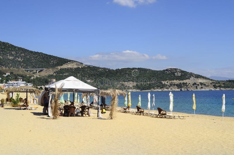 Greece, Nea Iraklitsa Beach Stock Photo - Image of horizontal, aegean ...