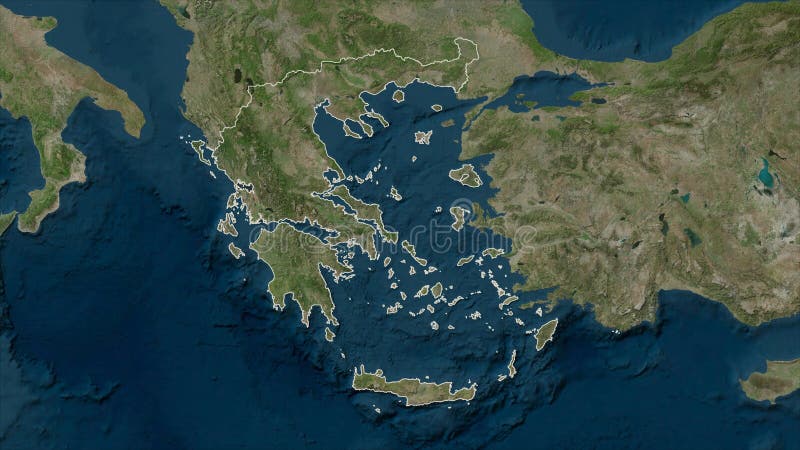 Greece Outlined. High-res Satellite Stock Illustration - Illustration ...