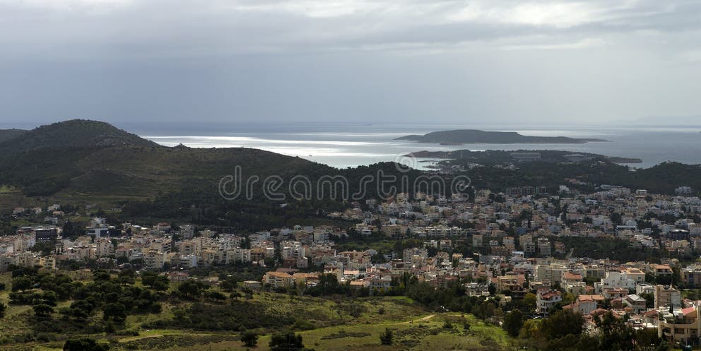 Greece panoramic view stock image. Image of capital, leisure - 60181475