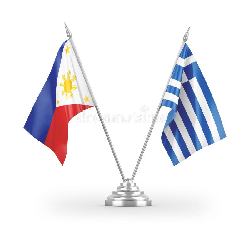 Greece Vs Philippines Smoke Flags Placed Side by Side. Thick Col Stock ...