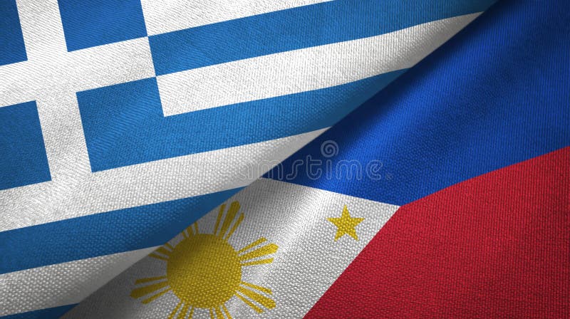 Greece and Philippines Two Flags Textile Cloth, Fabric Texture Stock ...