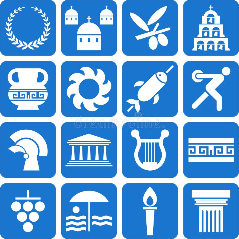 Greece pictograms stock vector. Illustration of aceituno - 23129845