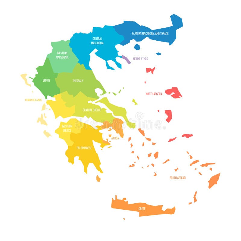 Greece Political Map of Administrative Divisions Stock Vector ...