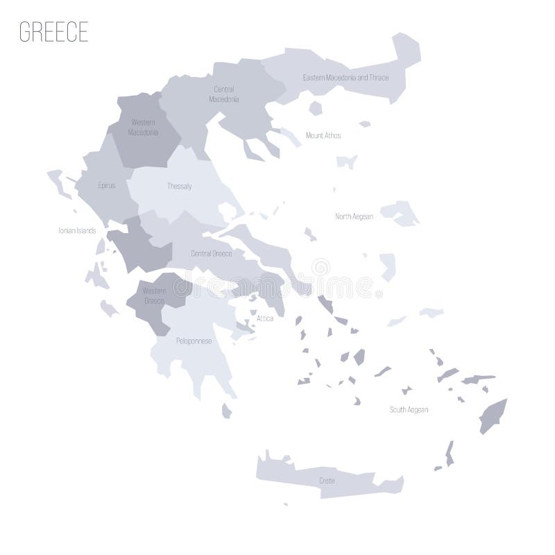 Greece Political Map of Administrative Divisions Stock Vector ...