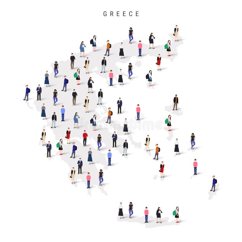 Greece Population Map. Large Group of People in a Shape of Greek Map ...