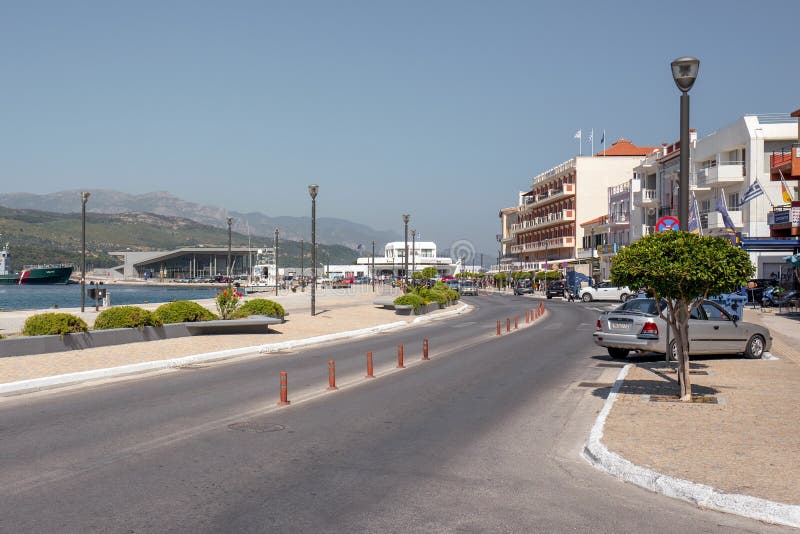 Street Near the Harbour of Samos Town on Samos, Greece Editorial Image ...