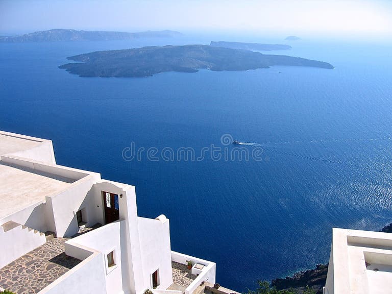 Greece Santorini panoramic stock image. Image of cliff - 53882355