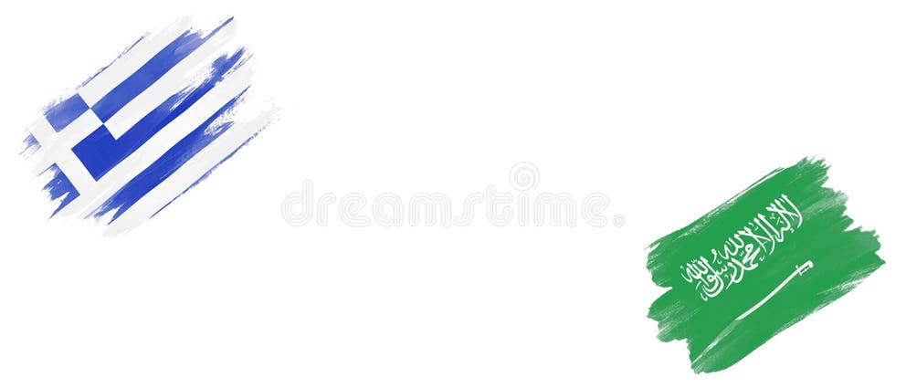 Greece and Saudi Arabia Flags on White Stock Photo - Image of conflict ...