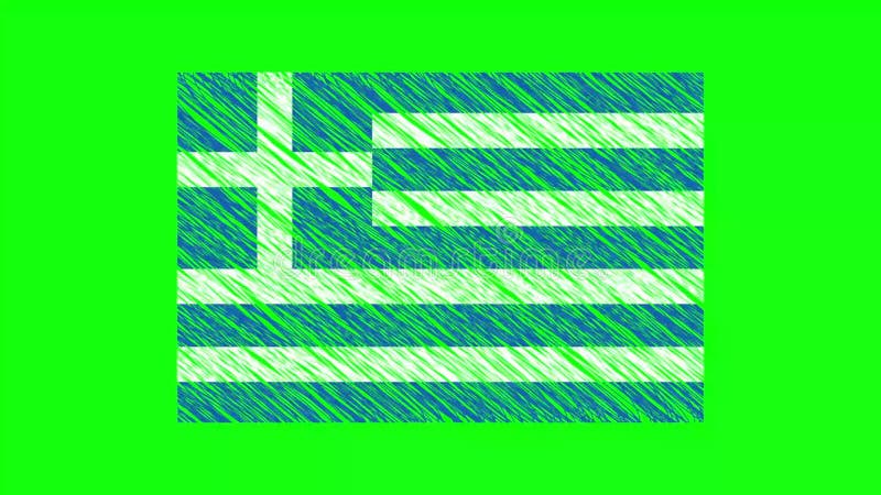 Greece Scribble Animation on Green Screen Background. Looping Seamless ...