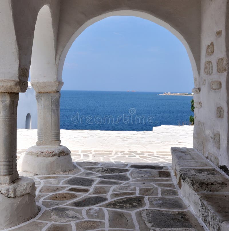 Greece see and arch stock photo. Image of peace, color - 80845294