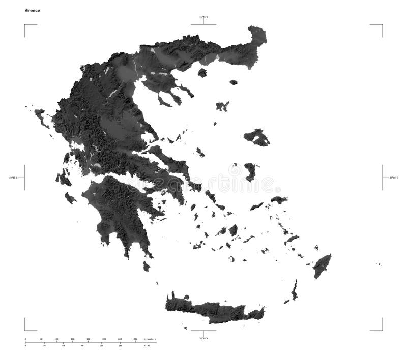 Greece Shape on White. Grayscale Stock Illustration - Illustration of ...