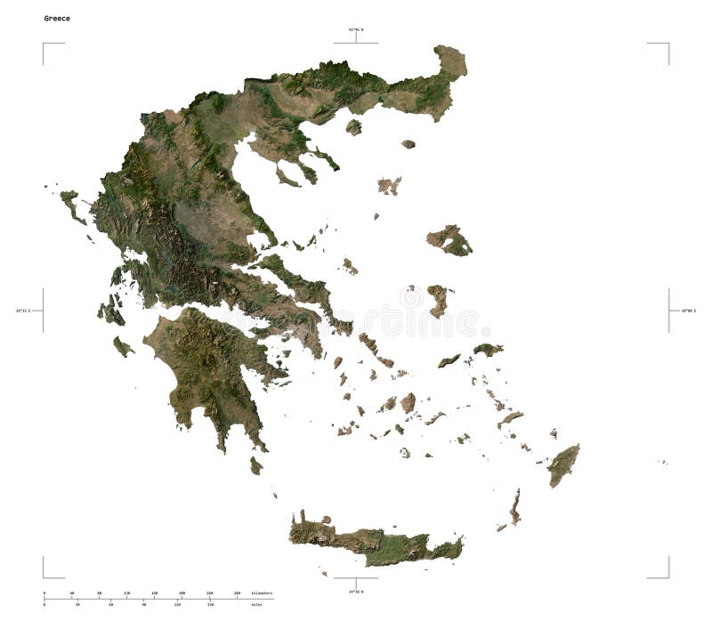 Greece Shape on White. Low-res Satellite Stock Illustration ...