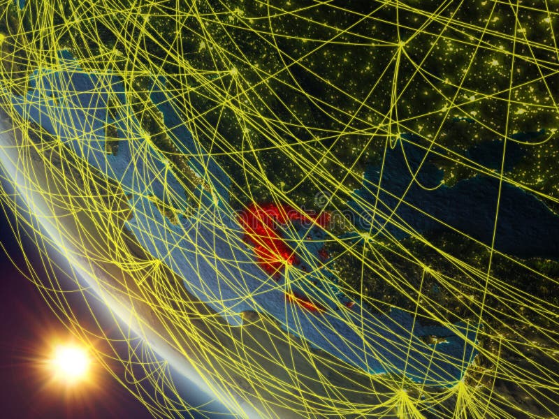 Greece from Space with Network Stock Illustration - Illustration of ...