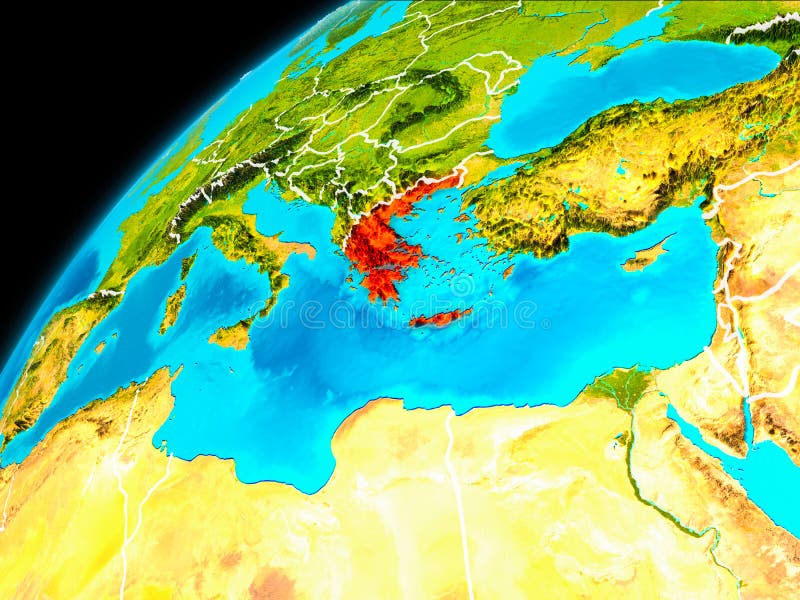 Greece from space stock illustration. Illustration of lines - 110418466
