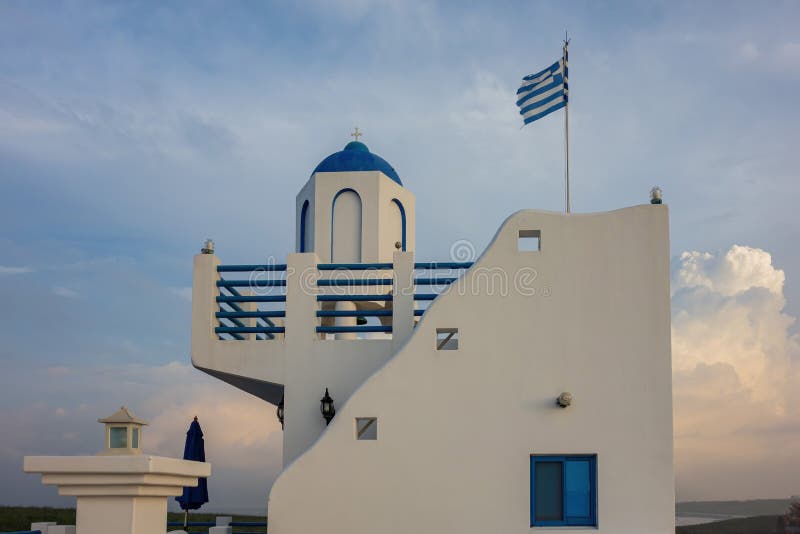 Greece Style Building in Penghu Island Stock Image - Image of style ...