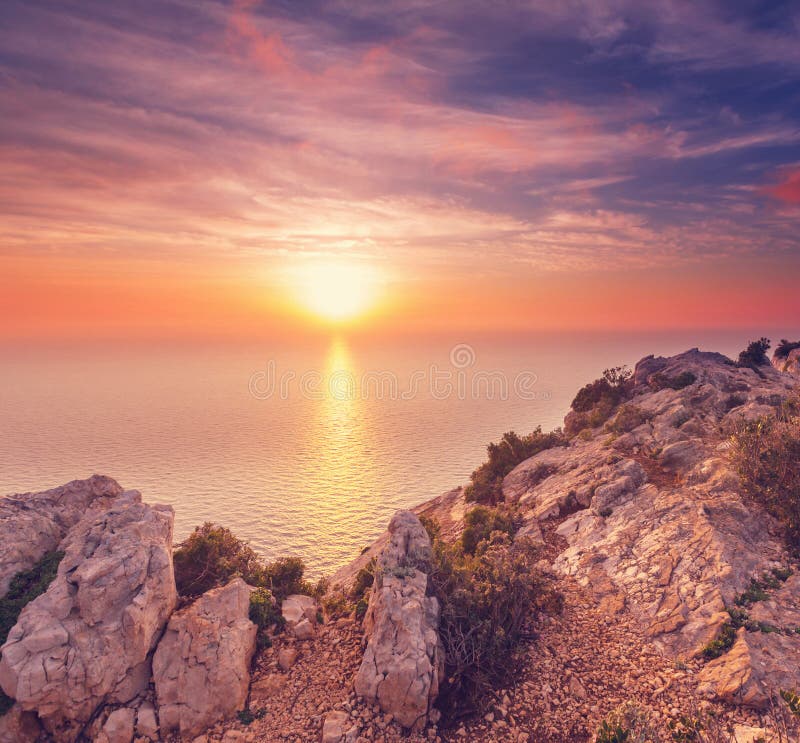 Greece sunset stock image. Image of kefalonia, golden - 54424001