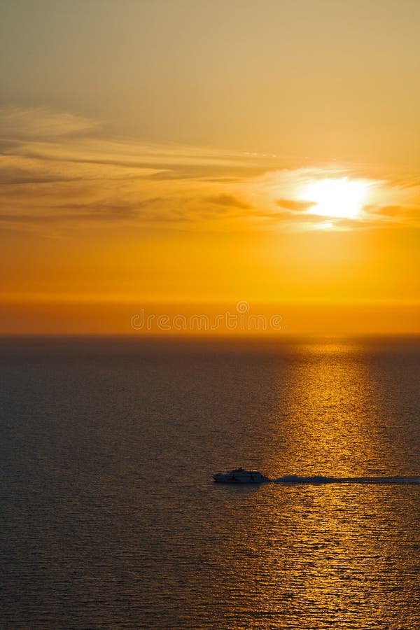 In Greece Sunset and Mediterranean Red Sea Stock Image - Image of ...
