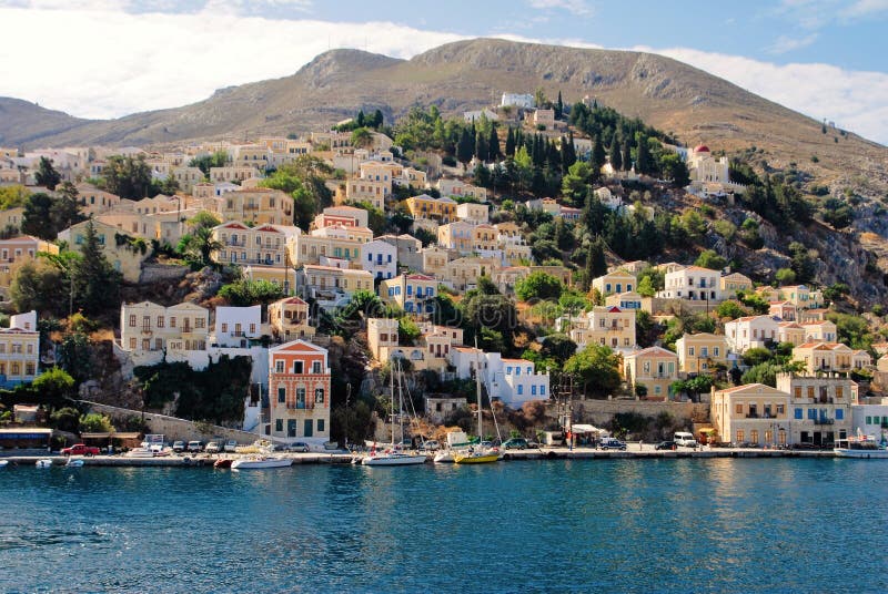 Greece, Symi Island, View of the Town of Symi Stock Photo - Image of ...