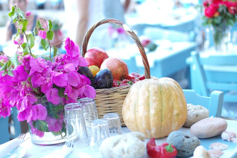 Greece table set stock photo. Image of table, cusine - 98296392