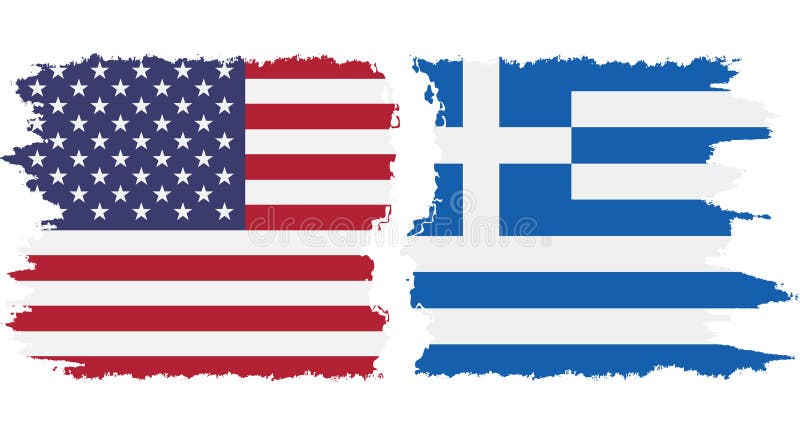 Greece and USA Grunge Flags Connection Vector Stock Vector ...