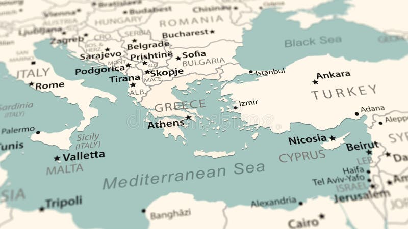 Greece on the World Map. Smooth Map Rotation Stock Video - Video of ...