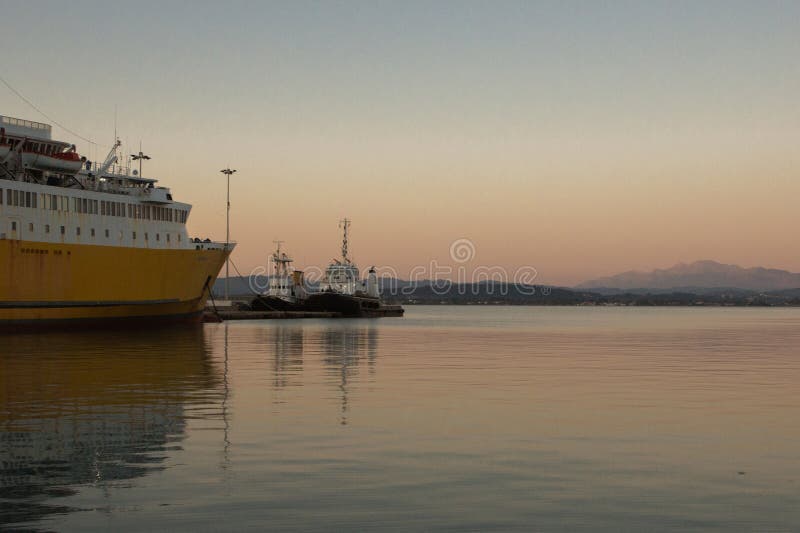 Greece, Yellow Boat in the Port Stock Image - Image of greece, journey ...