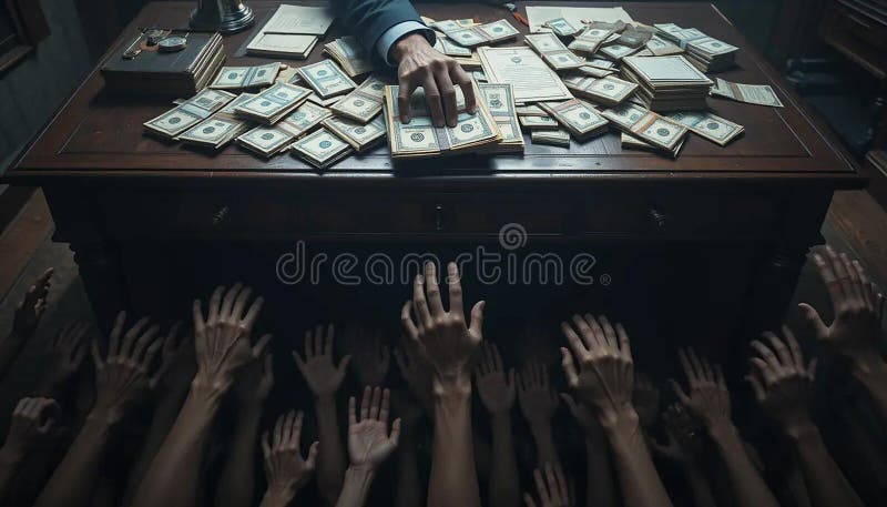 Greed and Suffering - Corruption at the Executive Desk Stock Photo ...