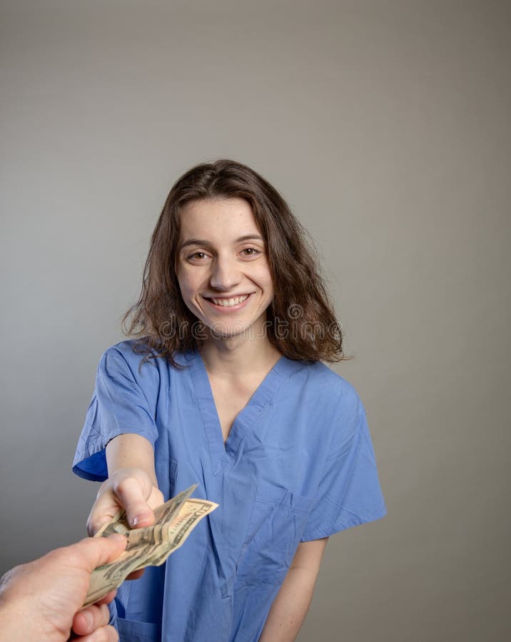 Greedy Doctor Taking a Substantial Bribe Stock Image - Image of doctor ...