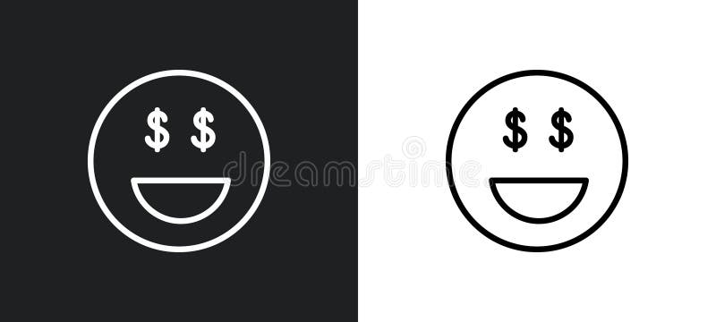 Greedy Outline Icon in White and Black Colors. Greedy Flat Vector Icon ...