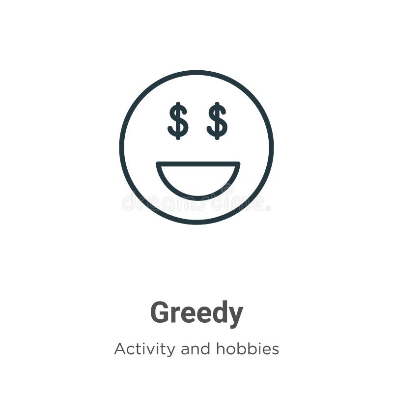 Greedy Outline Vector Icon. Thin Line Black Greedy Icon, Flat Vector ...