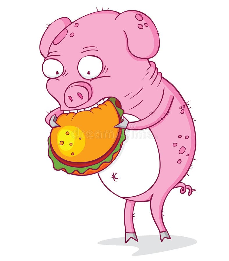 The greedy pig stock vector. Illustration of hungry, food - 87728112