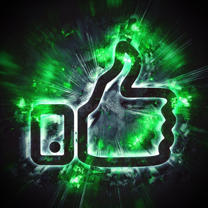 Greeen Thumb Up Sign with Exploding Elements Stock Illustration ...
