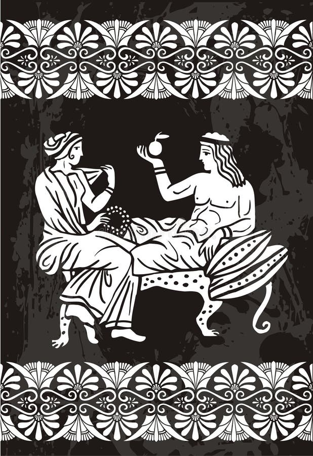 Orange and Black Greek Mythology Three Moirai Stock Vector ...