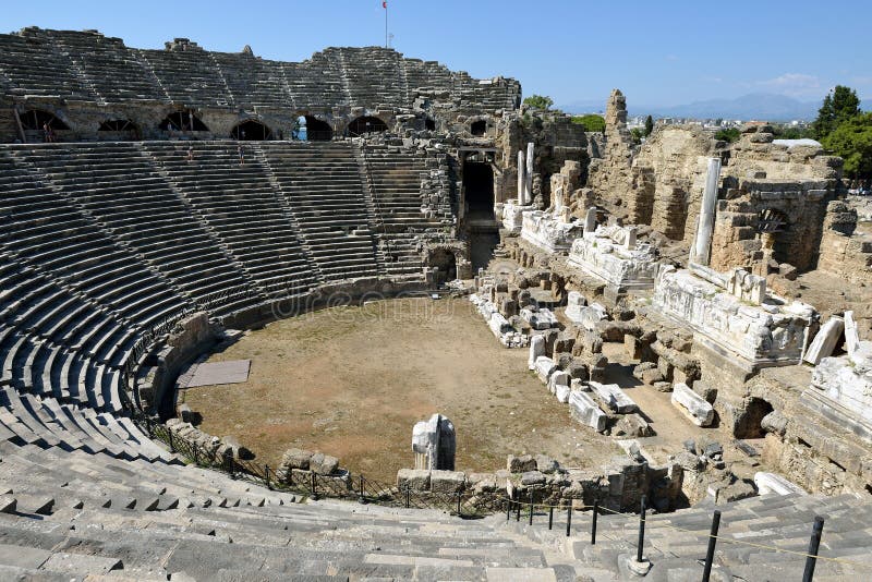 Greek Amphitheater, Side editorial stock photo. Image of turkey - 62153623