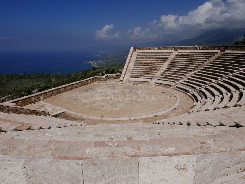 Greek amphitheater stock photo. Image of stone, marble - 84706308
